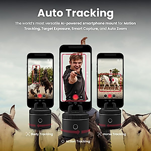Pivo Pod Silver Equestrian Pack, Auto Face, Body, Horse Tracking Phone Holder, 360° Rotation, Remote Control for Hands-Free Video Recording
