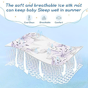 Lilies Flowers Floral Baby Bed Pad Mattress Pad Breathable Crib Mattress Protector for Standard Crib Toddler Bed Cover Cooling Mat Pads with Pillowcase for Kids Pets Toddler Baby 52"x28"