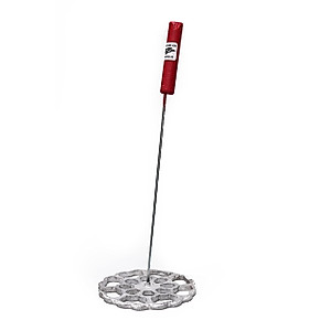 Bunuelera Mexicana de Molde, Rustic Wood handle Cast Aluminum, Buñuelos de Viento Maker Tradicional Roseta Flor Design mold para hacer Bunuelos (5.5 inch / 14 cm)