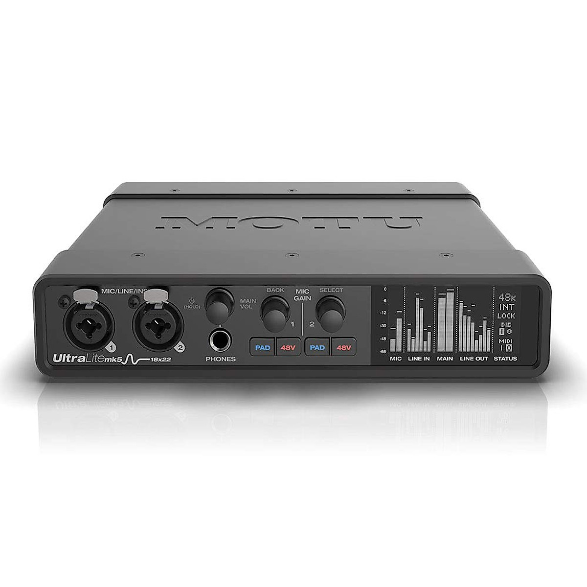 MOTU UltraLite-mk5 Desktop 18x22 USB Type-C Audio/MIDI Interface Bundle with IOGEAR USB Type-C To USB Type-C Cable and 20" XLR-XLR Cable