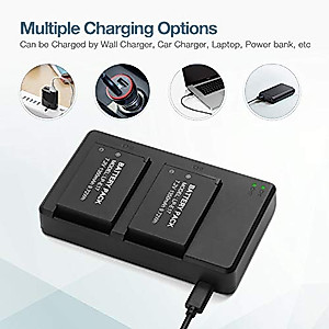 LP-E17 Battery Pack + Dual USB Charger Compatible with E RP, Rebel T7i, T6i, T6s, M6, M5, M3, SL3, SL2, 77D, 8000D, KISS X8i, 800D, 760D, 750D, 200D, DSLR Cameras