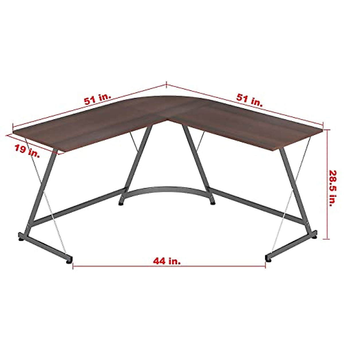 Le Crozz L-Shaped Home Computer Corner Desk, Walnut