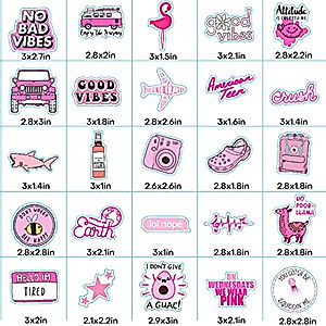 100pcs Preppy Stickers Pink Cute Vinyl Aesthetic Water Bottle Stickers Waterproof 100 Sticker Pack for Laptop Water Bottles Computer Phone Stickers for Kids Teen Girls Stocking Stuffer Gift