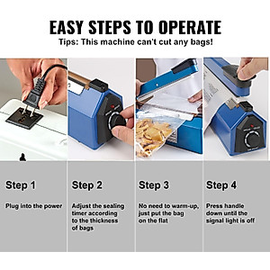 Impulse Sealer 12 inch Manual Heat Sealer Machine with Adjustable Heating Mode, ABS Shrink Wrap Bag Sealers for Plastic PE PP Bags, Portable Poly Bag Sealing Machine with Extra Replace Kit(Blue)