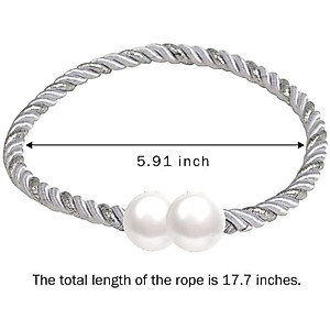 2 Pack Magnetic Curtain Tiebacks Convenient Drape Tie Backs Weave Holder for Window Draperies Hold Curtains Drape Ties Backs 16 inch Holdback (Sliver Gray)