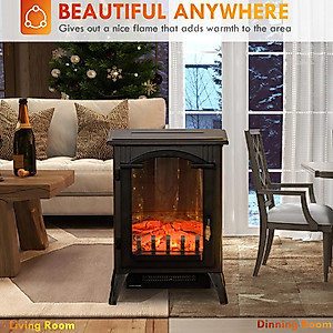 HOMCOM 23" Electric Fireplace Heater, Fire Place Stove with Realistic LED Flames and Logs and Overheating Protection, 750W/1500W, Black