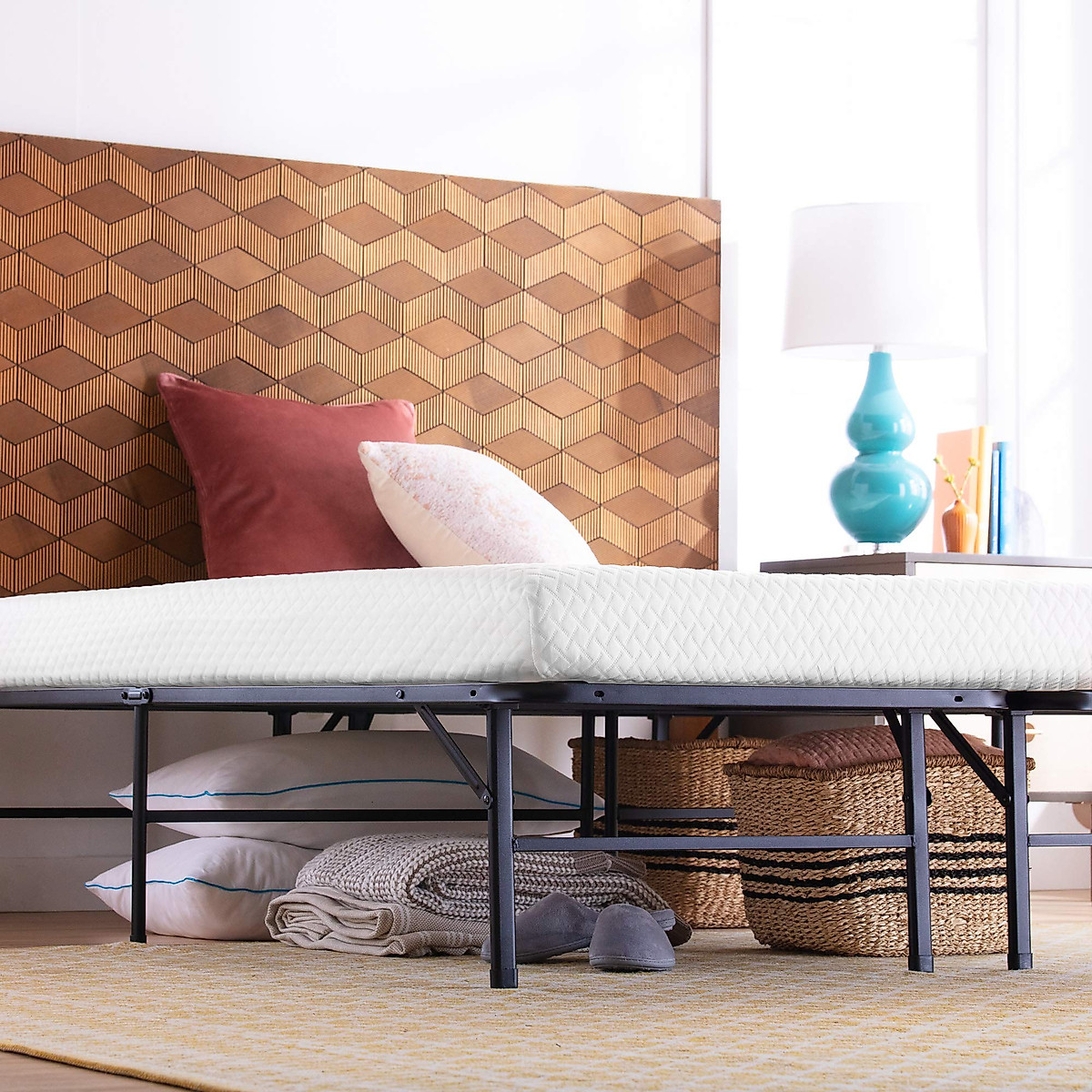 Linenspa 5 Inch Gel Memory Foam Mattress with Linenspa 14 Inch Folding Platform Bed Frame - Full