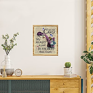 Dictionary Art - Alice in Wonderland - Cheshire Cat -"I am Not Crazy- My Reality is Just Different than Yours" - Fun Quote Makes a Great Gift for Friends or Family