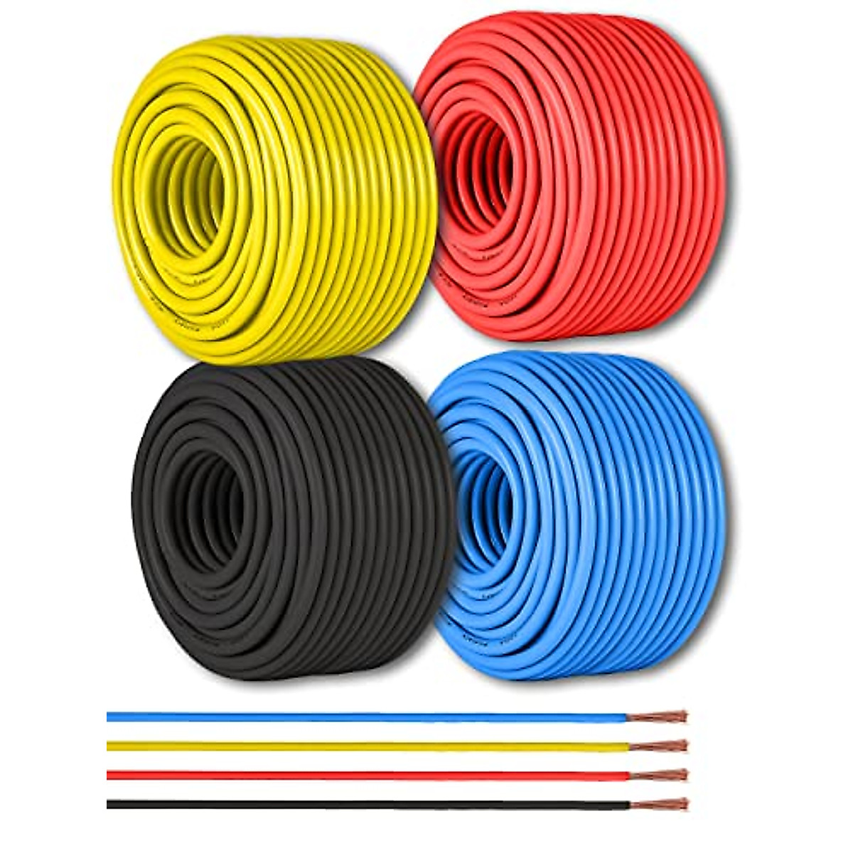 GS Power 12 Gauge Electrical Wire 4-Pack - Versatile Low Voltage Wiring