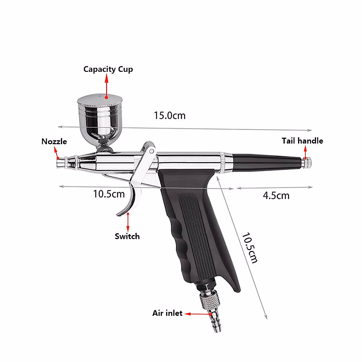 Uovviney Trigger Airbrush Gun with 0.5mm Needle Airbrush Spray Gun for Art Model Hobby Painting