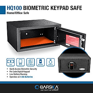 Barska Digital Keypad Biometric Fingerprint Security Home Safe Box - 0.46 Cu Ft Compact