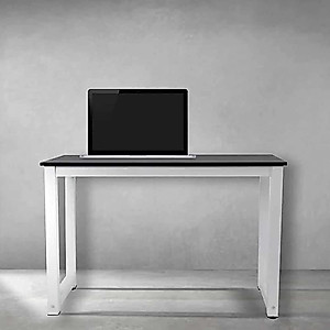 G-PLUS Computer Desk,Sturdy Small Home Office Writing Table,Black & White Modern Style Simple Gaming Study Table
