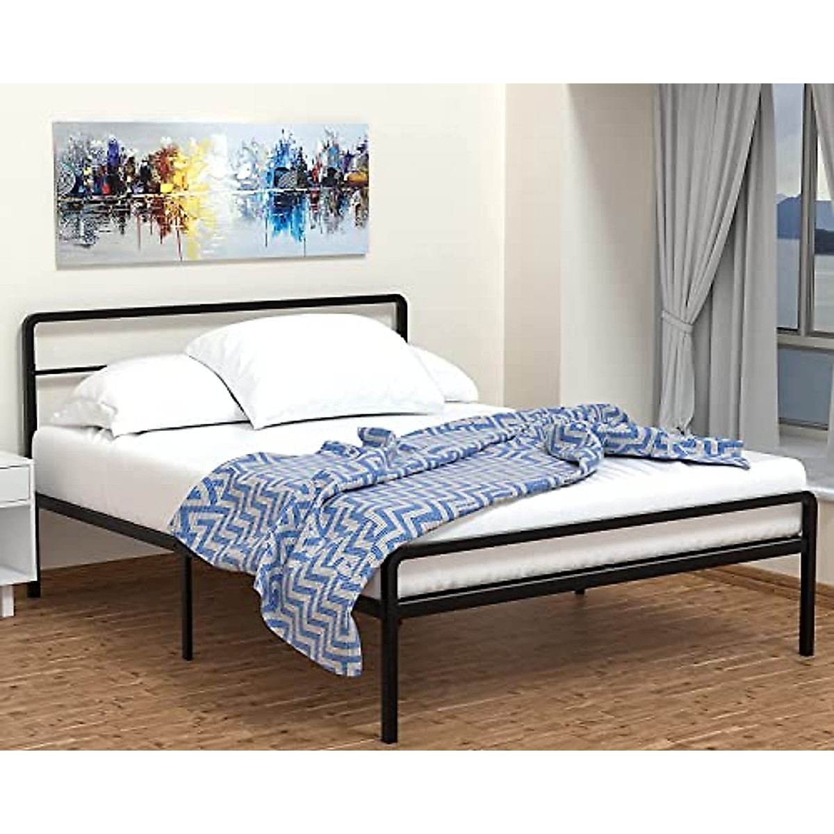 AMOBRO Queen Bed Frame with Headboard and Footboard,14 Inch Heavy Duty Metal Platform Beds Frames Easy Assembly Steel Slats Support No Box Spring Needed Non-Slip