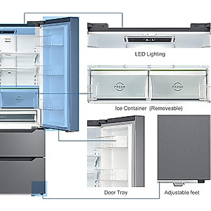 SMETA French Door Kitchen Refrigerators with Ice Maker, 22.5 Cu.Ft Counter Depth Fridge for 36 Inch Double Door with Bottom Freezer, Stainless Steel Full Size, Side by Side Fridges neveras para cocina