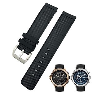 FACDEM 22mm Fluorine Rubber Watch Strap Soft Black Blue Watch Bands for IWC AQUATIMER FAMILY for Men Bracelet (Color : New version Black, Size : 22mm)