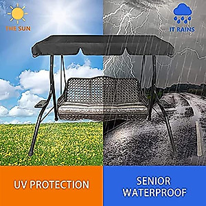 Swing Waterproof Cover Porch Top Cover Seat Furniture 2-3 Seater Waterproof Oxfords Cloth Top Cover for Garden Swing Outdoor,Swing Cover for Backyard, Terrace Swing Canopy (Top Cover +chair cover)