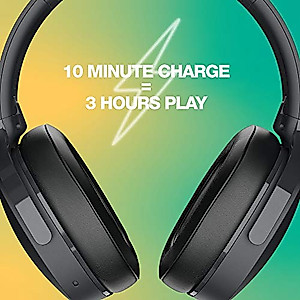 Skullcandy Hesh Evo Wireless Headphones with Charging Cable, 36 Hr Battery, Microphone, Works with iPhone Android and Bluetooth Devices - True Black