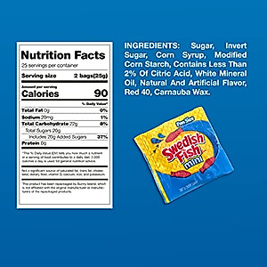 SWEDISH FISH Mini Gummy Candy, Individual Pouches Fun Size, 50 Count Pack