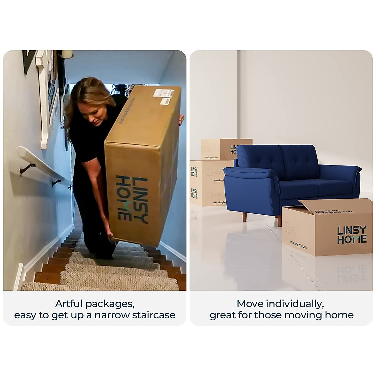 LINSY HOME Modular Sectional Sofa, Velvet Sectional Sofa Couch with Memory Foam, L Shape 5 Seat Modular Sectionals with Ottomans, Sleeper Sofa Couches with Chaise for Living Room, Blue