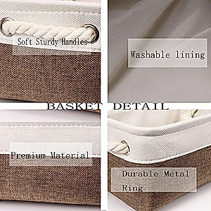 Bidtakay Baskets Set Fabric Storage Bins-White&Earthy Brown Bundled Baskets of 2 Large Baskets 16" X 11.8" X 11.8" + 6 Small Baskets 11.8" X 7.8" X 5"