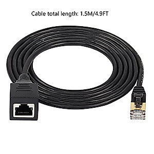 SinLoon Cat8 LAN Cable,Ethernet Extension Cable,High Speed 40Gbps 2000Mhz Network Cord,RJ45 Network Patch Cord Male to Female Connector for Router Modem TV PC Computer Laptop (M/F 1.5M/4.9FT)