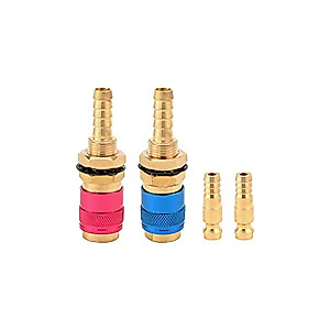 Luckyweld Tig Torch Quick Connect Fittings Set, 2Pcs Water Cooled Gas Adapter Fitting Red and Blue Tig Quick Connect Adapter for MIG TIG Welder