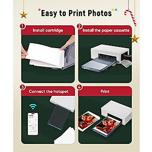 Liene 4x6'' Photo Printer Bundle (60 pcs +2 Ink Cartridges), Wi-Fi Picture Printer, Photo Printer for iPhone, Android, Smartphone, Computer, Dye-Sublimation, Portable Photo Printer for Home Use