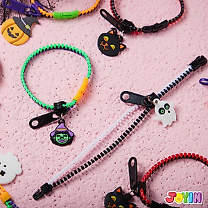 JOYIN 60 PCS Halloween Zipper Bracelets Bulk Set, Friendship Zipper Wristbands for Kids Gift, Halloween Trinkets, Halloween Goodie Bag Fillers, Classroom Prizes