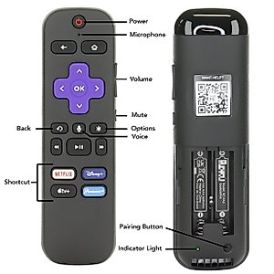 OEM Replacement RC-AL2 for Roku Stick Remote Control RCAL2 Roku Remote - RF with VOICE - Works with Roku Streaming Stick Remote HDMI Version for Roku Streaming Stick (HDMI Version)