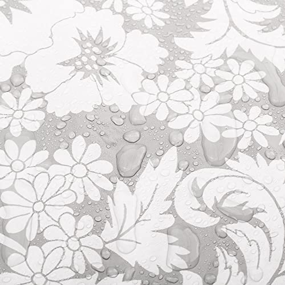 Vinyl Picnic Tablecloths and Bench Covers, Waterproof Wipeable Picnic Table and Bench Seat Covers with Elastic Edges for Outdoor Patio Park, Gray Flower Flannel Backed Lining, 72 Inch 3 Piece Set