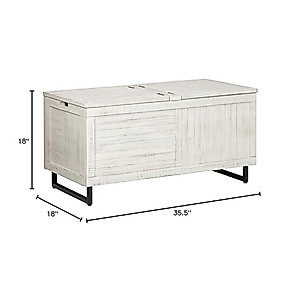 Signature Design by Ashley Coltport Storage Trunk or Coffee Table, Distressed White