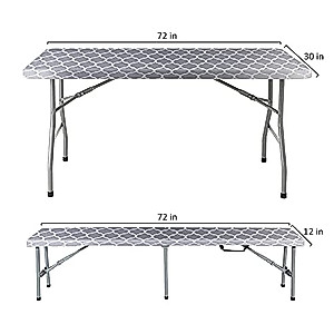 Vinyl Picnic Table Cover and Bench Covers Fitted Tablecloth,4lb Double Flannel Backing Elastic Edge Waterproof Wipeable Plastic Tabel Cover Vinyl Tablecloth for Indoor Outdoor Parties 3pcs - 72*30 in