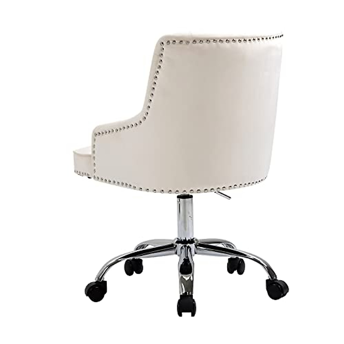 ATTICA Home Office Desk Chair with Soft Foam Seat Cushion 360 Degree Swivel and Rivets Design, Velvet Office Chair(White)