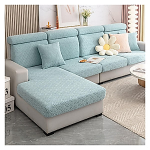 GRFIT Stretch Universal Sofa Couch Cover, Magic Sofa Cover, for L U -Shaped Sofa Chaise Longue, for Sofa 3 Seats Couch Cover 2 Cushion Sofa (Color : Light Blue, Size : Loveseat(2pcs))