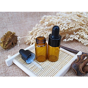 3ml 10pcs Amber Glass Essential Oil Bottles and Eyed Dropper Black Caps (3ml)