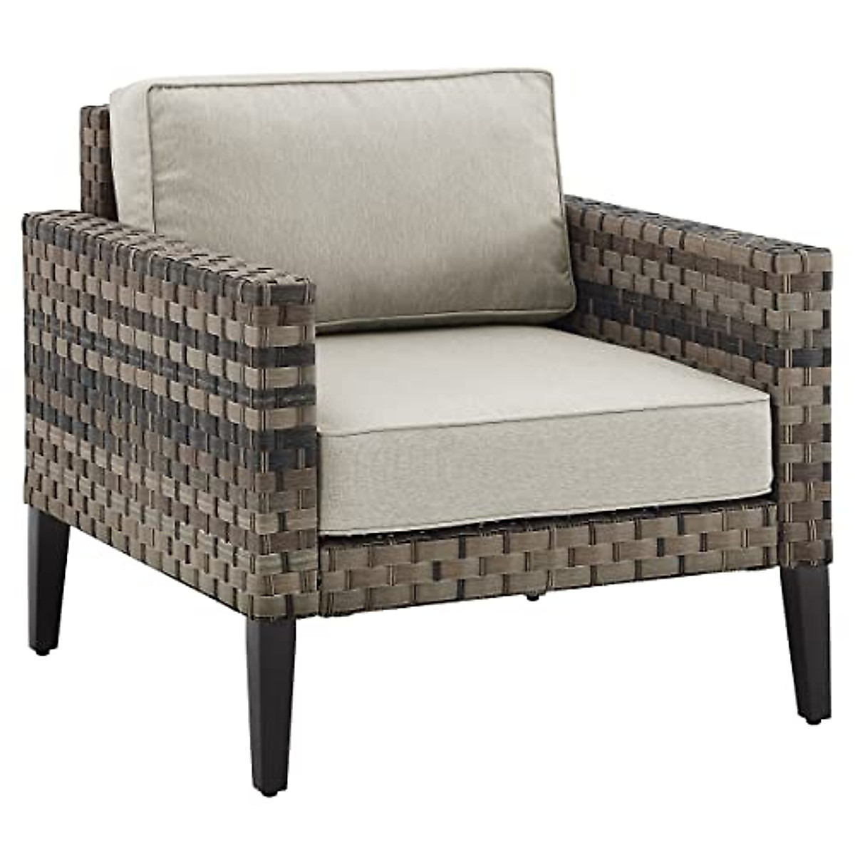 Crosley Furniture Prescott Outdoor Chair, Wicker Patio Chairs for Porch, Deck, Balcony, Backyard, Brown with Taupe Cushions