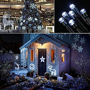 White Christmas Solar String Lights 72Ft 200 LED 8 Flashing Modes with Timer Solar Fairy Lights Outdoor Waterproof Twinkle Lights for Decoration Christmas Tree Shrubs Garden Yard Patio