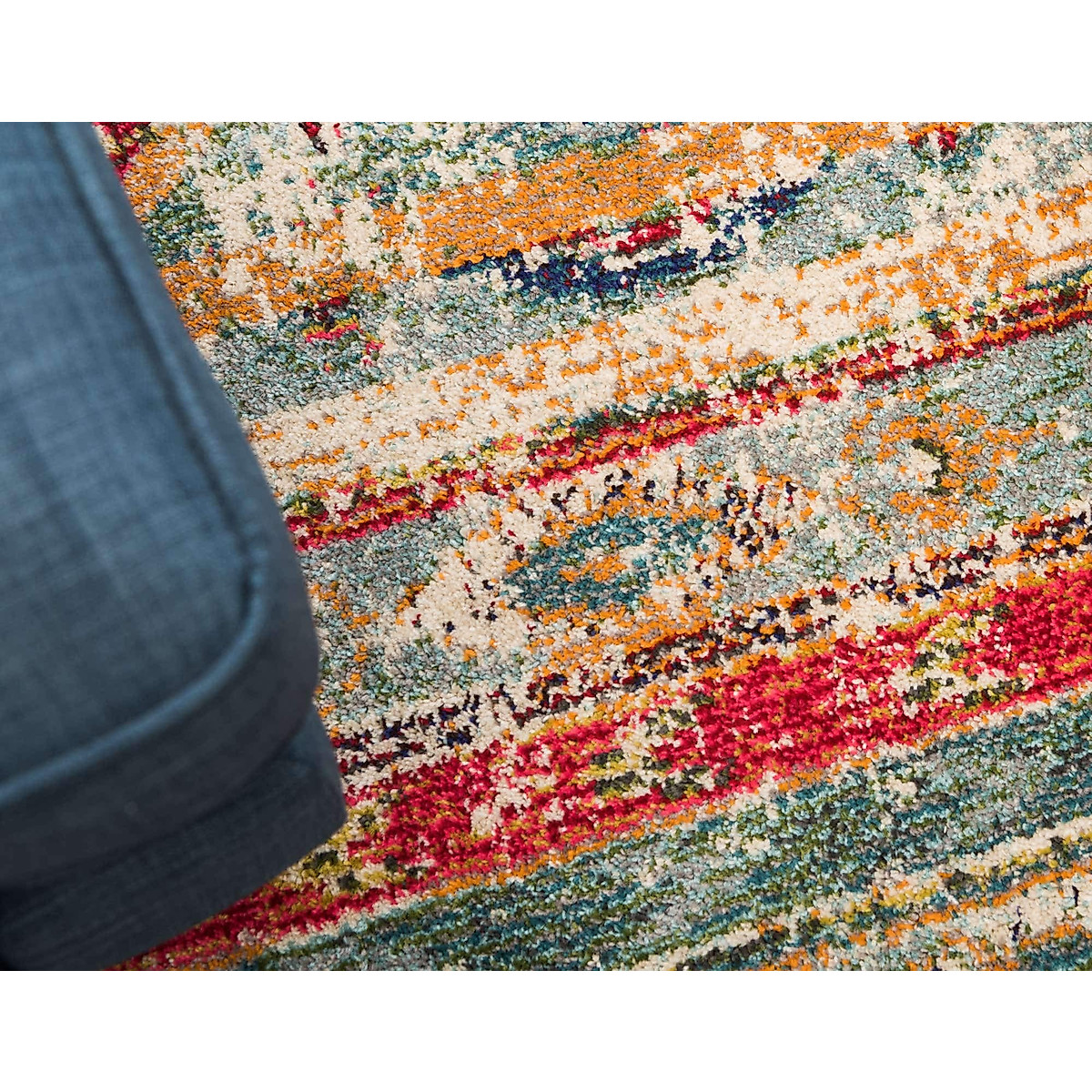 Unique Loom Sedona Collection Distressed, Southwester, Over-Dyed, Vintage Area Rug, 6' 0" x 9' 0", Blue/Beige