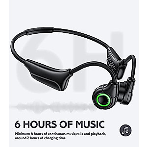 NAGFAK Bone Conduction Headphones Bluetooth Open Ear Running Headset Wireless with Mic Headphones Sport IP67 Waterproof Headphone Built-in 16GB Memory Cool Breathing Light