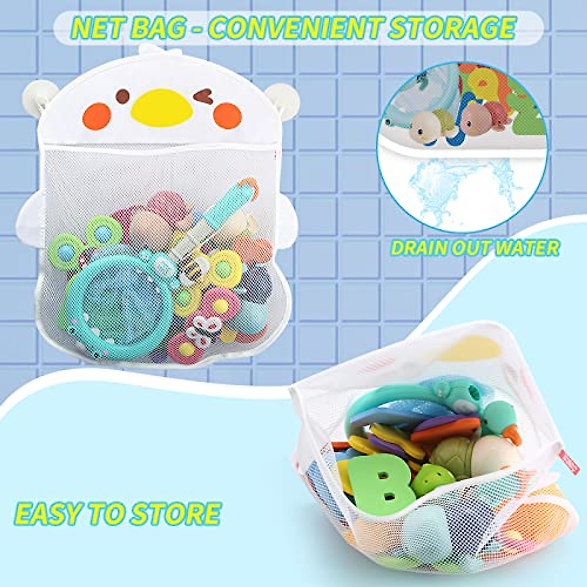 LZZAPJ Baby Bath Toys for Toddlers 1-3, Kid Bathtub Toy with 36 Foam Bath Letter & Number, Fishing Games with Fish Net, Water Pool Toy with Storage Bag, Shower Toy Gift for Boy Girl Infant 1 2 3 4 5 6