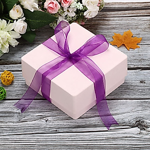 molshine 50 Yards x 5/8 Inch Shimmer Sheer Organza Ribbon,Chiffon Fabric Ribbons for Bouquets Garland,Bowknot,Wedding,Gift Wrapping,Hair,Crafts,Decoration (Purple, 5/8")