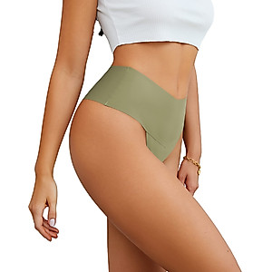 DEANGELMON Womens Thongs High Waisted Seamless Underwear for Women Breathable No Show Panties 4 Pack Medium(4P6)