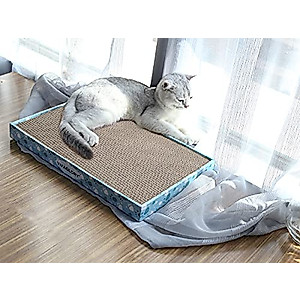 Cat Scratcher Extra Wide with Box of 3 Pack, Reversible Cat Scratching Pad Kitty Corrugated Cardboard Sofa Lounge, Catnip Included