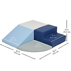 SoftScape Toddler Playtime Corner Climber, Indoor Active Play Structure for Toddlers and Kids, Safe Soft Foam for Crawling and Sliding (4-Piece Set) - Navy/Powder Blue, 11619-NVPB
