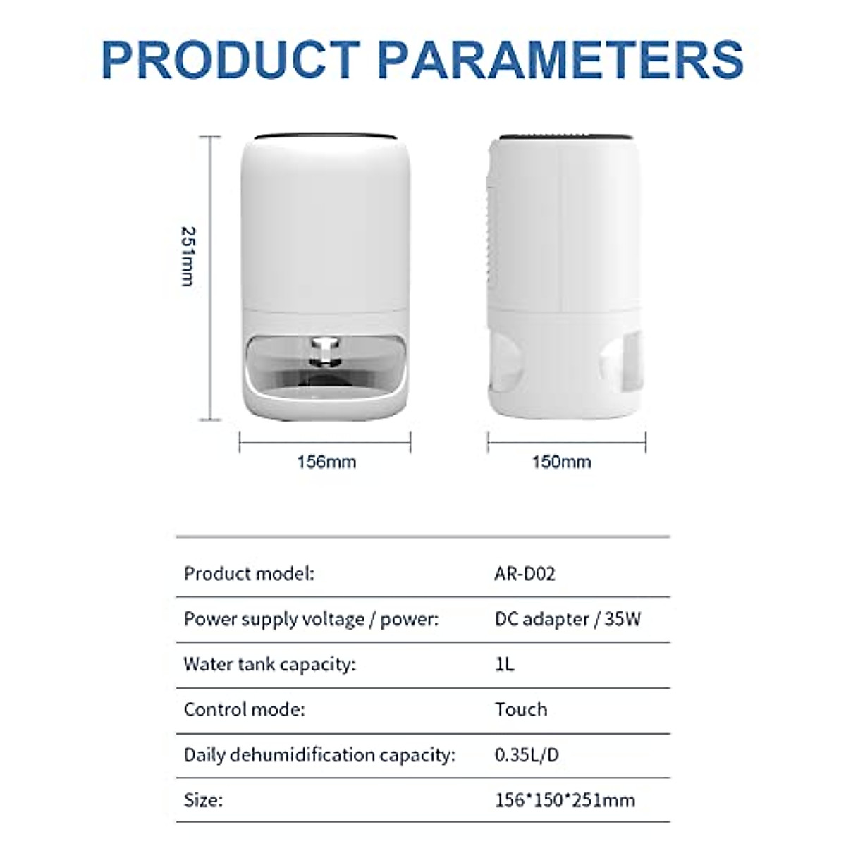 Dehumidifier And Air Purifier Combo，Depulat Small Dehumidifiers For Home Quiet With Auto Shut Off, Dehumidifiers for Bedroom (270 sq. ft), Bathroom, RV, Closet