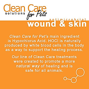 Clean Care Solutions Hypochlorous Acid Spray for Pets - Pet Wound and Skin Care - Non-Stinging, Natural Formula, Relieves Itching - 237ml