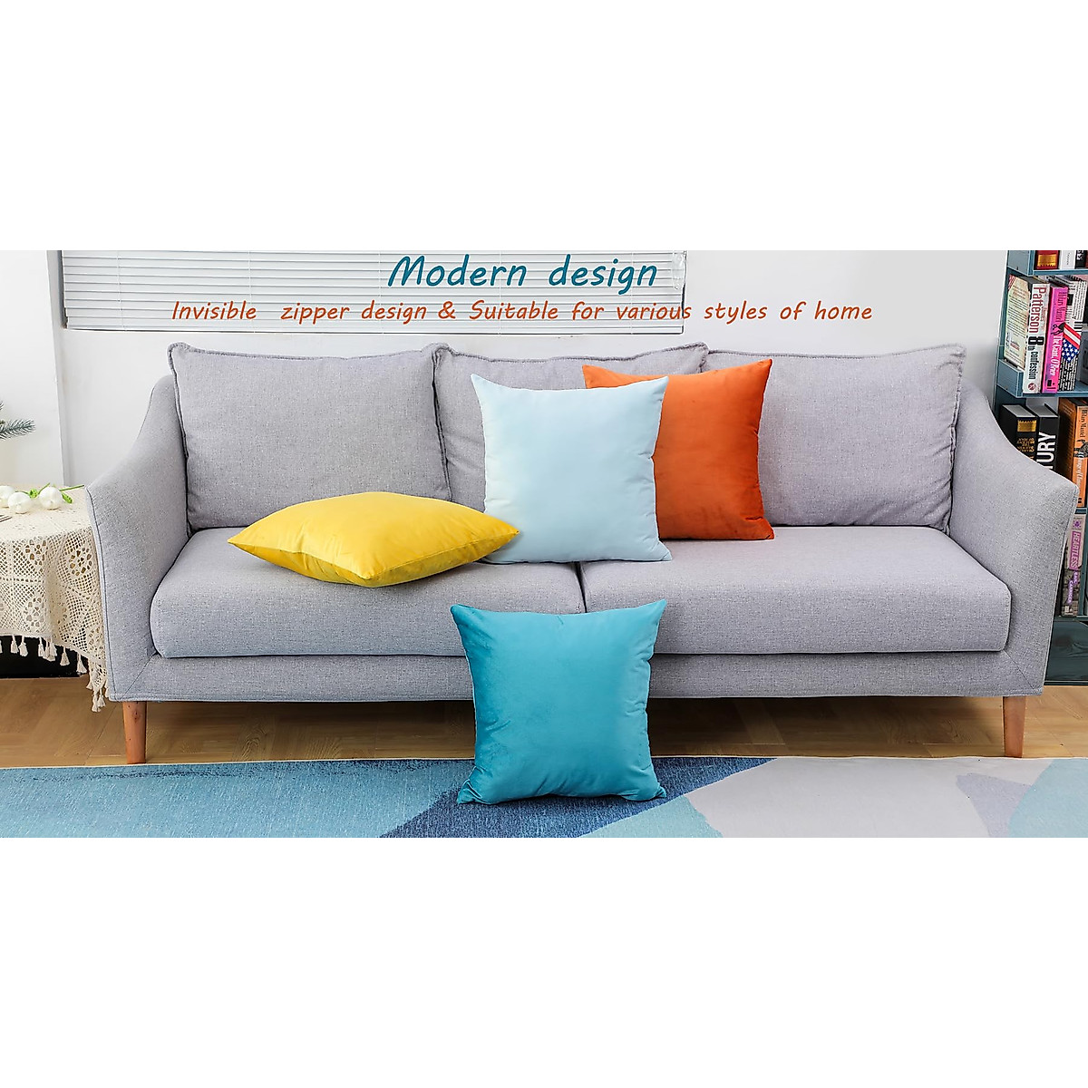 Mercijzyasang 4PCS Velvet Throw Pillow Covers 18x18 Decorative Solid Velvet Soft Square Pillow Cover Couch Pillow Case Pillowcase for Sofa Patio Cushions Living Room Bed Bedding, Orange mix4