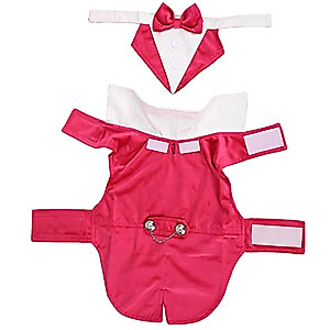 Qinlorgo Pet Formal Clothes, Hook and Closure Rose Red Breathable Hand Wash Soft Dog Suit Costume for Puppy for Party (XS)