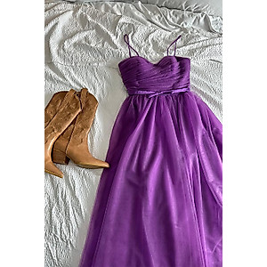 Sevintage Sweetheart Prom Dresses for Teens Spaghetti Straps Dress 2022 Long Tulle Formal Evening Party Dusty Rose US8