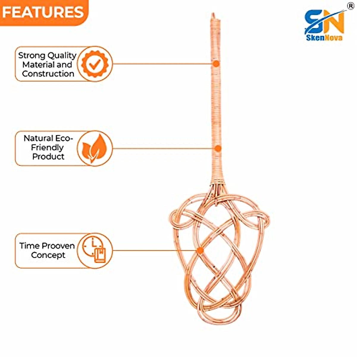 SN SKENNOVA - 25 inch Overall Length of Authentic Rattan Carpet and Rug Beater Wicker Rattan Rug Handmade